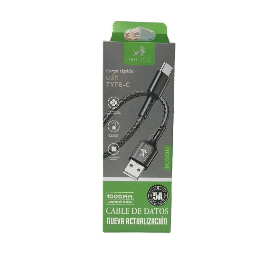 CABLE DE DATOS TIPO C 5A ROYALCELL RC-5006 - Electro Store
