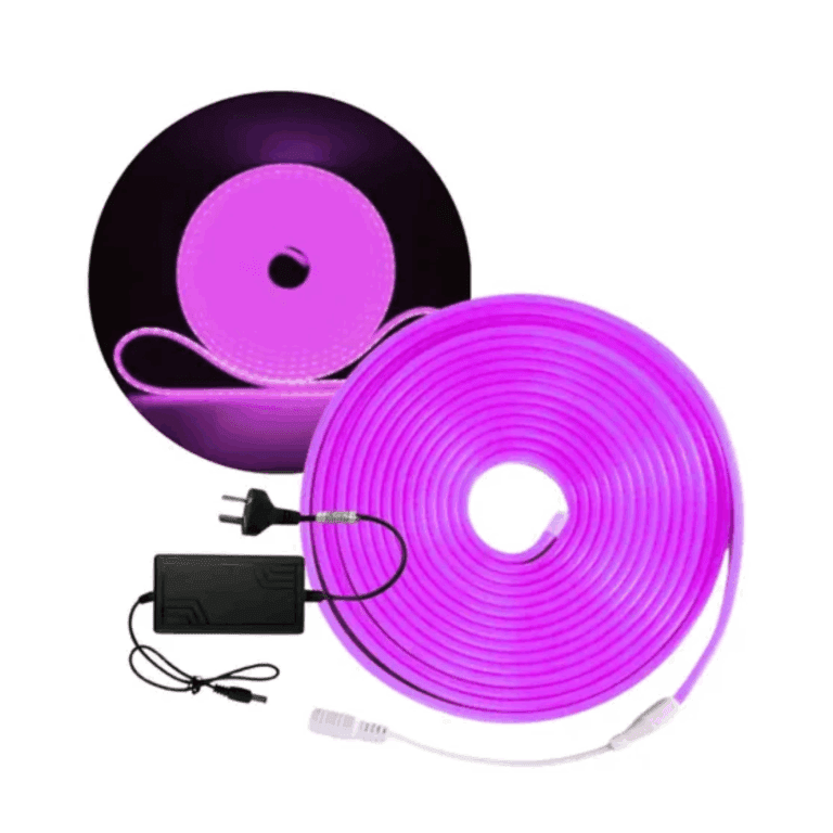 TIRA LED NEON 12V CON FUENTE (5 mts) VIOLETA - Electro Store